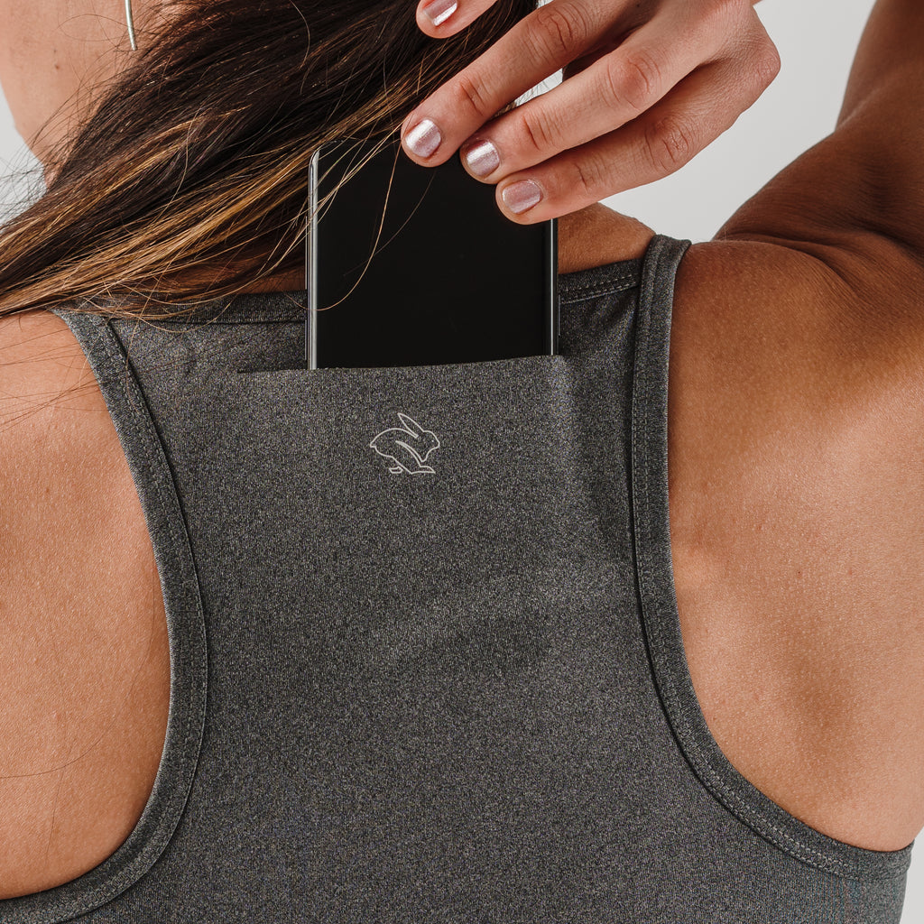 Red Dot Running Company - rabbit - Strappy Pocket Bra - Charcoal - Women's